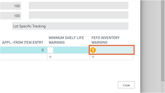 EXM - Minimum Shelf Life Warning and FEFO Inventory Warning